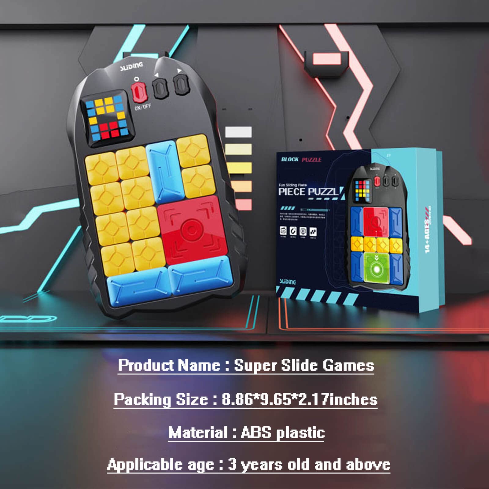 Sliding Puzzle Electronic Magnetic Games, 500 Levelled UP Challenges Brain Teaser Puzzles, Interactive Handheld Games Console, Electronic Learning & Education Travel Toys for All Ages