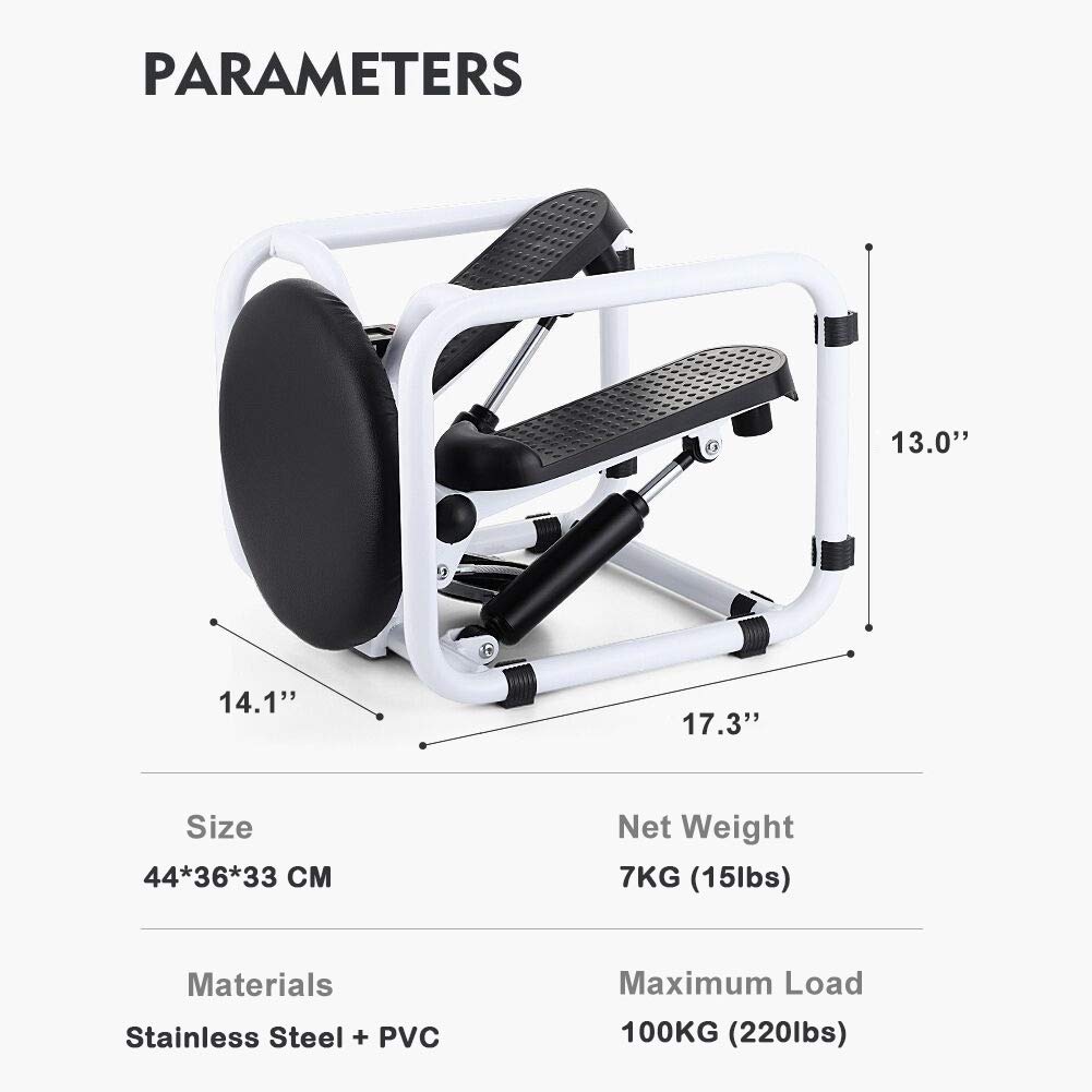 Poncho Stepper Desk Multi-Functional Mini Twist Stepping Machine with Resistance Bands, Indoor Fitness Hydraulic Stair Stepper with Display