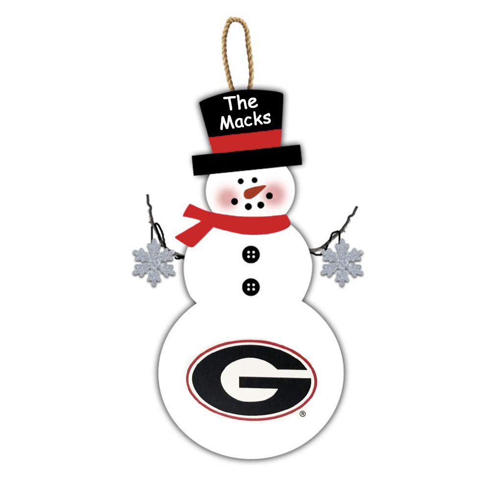 Personalized Officially Licensed Georgia Bulldogs Snowman Door Hanger Christmas Decoration with Custom Name