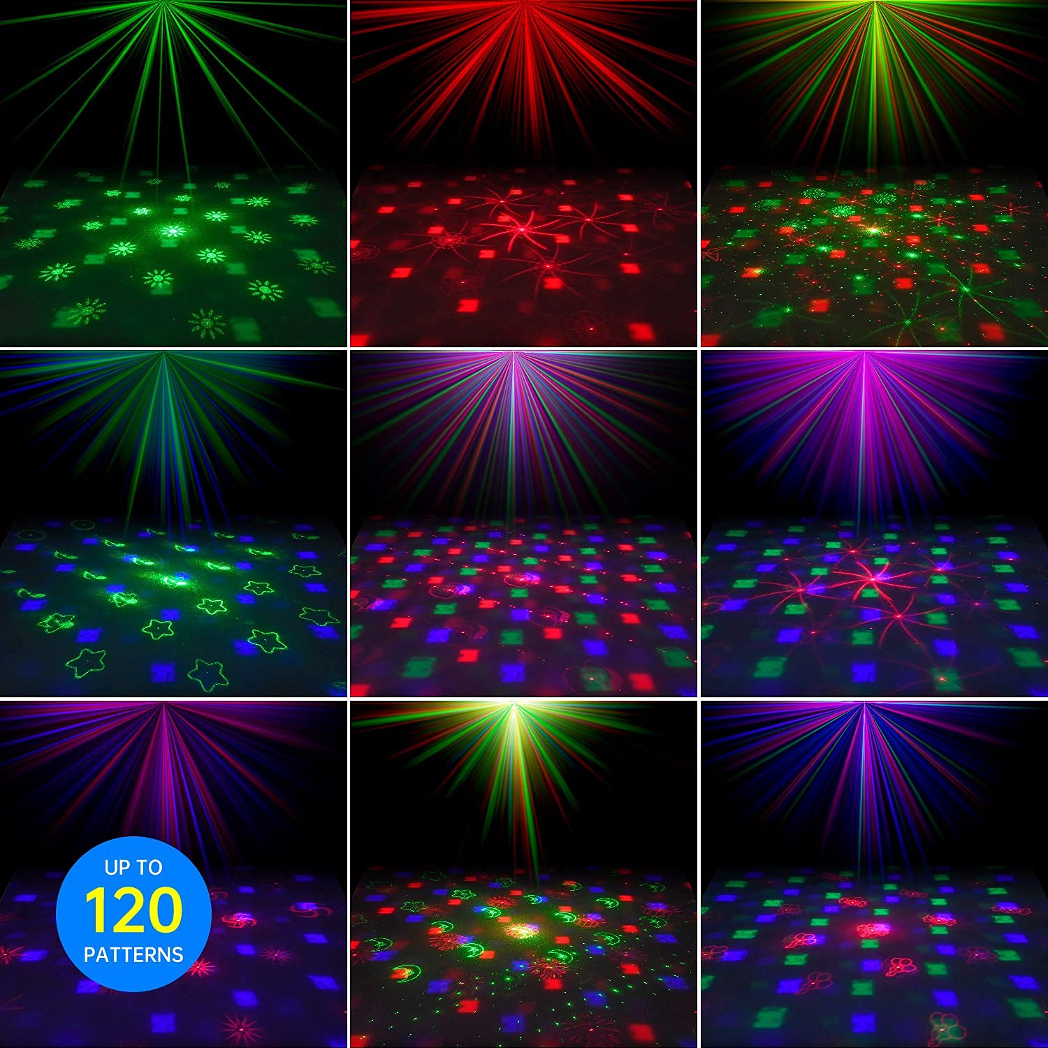 Party Lights Dj Disco Light,Rotating Strobe Lights for Room USB Remote Control & Sound Activated, Multiple Patterns Projector for Parties Bar Karaoke Birthday Holiday Decorations