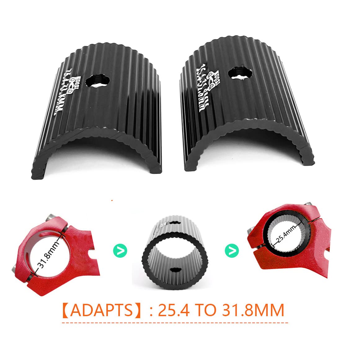 Saipe 1Pair Bike Handlebar Shim Bicycle Handlebar Stem Shim Handle Bar Adapter Reducer Aluminum Alloy Clamp Spacer Conversion Shims 25.4 to 31.8 MM Cycling Parts Components