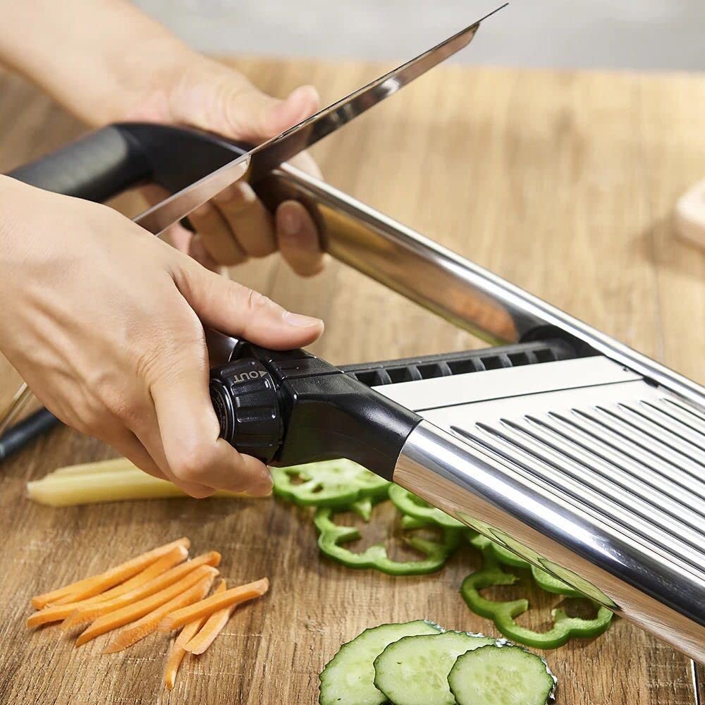 Mandoline Slicer for Kitchen, Stainless Steel Vegetable Slicer for Potato, Tomato and Onion, Adjustable Stainless Steel Food Slicer, Chopper for Vegetables