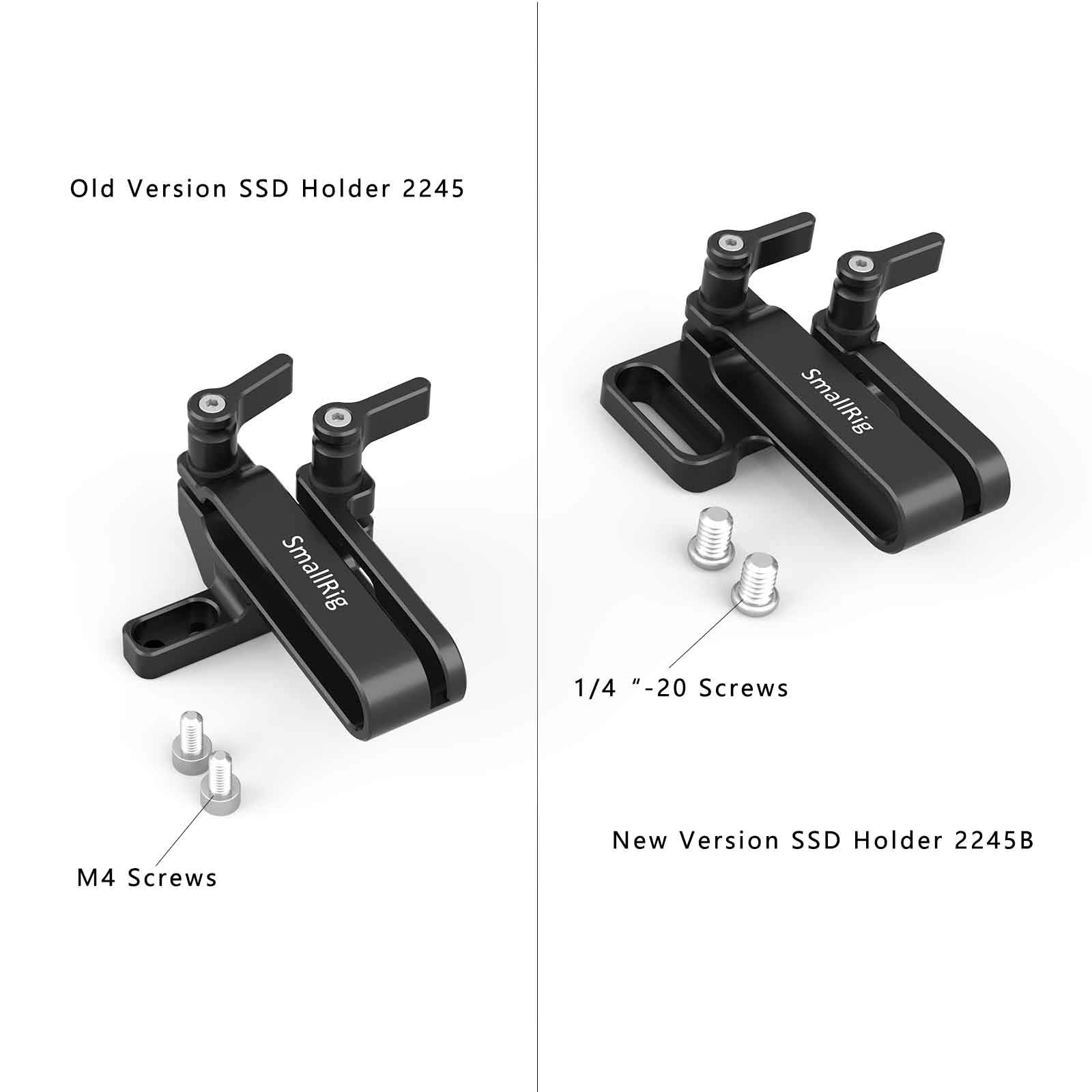 SMALLRIG Mount Bracket SSD Holder for Samsung T5 SSD with 1/4”-20 Threads, Compatible with SMALLRIG Cage for BMPCC 4K & 6K and for Z CAM (New Version) – 2245B