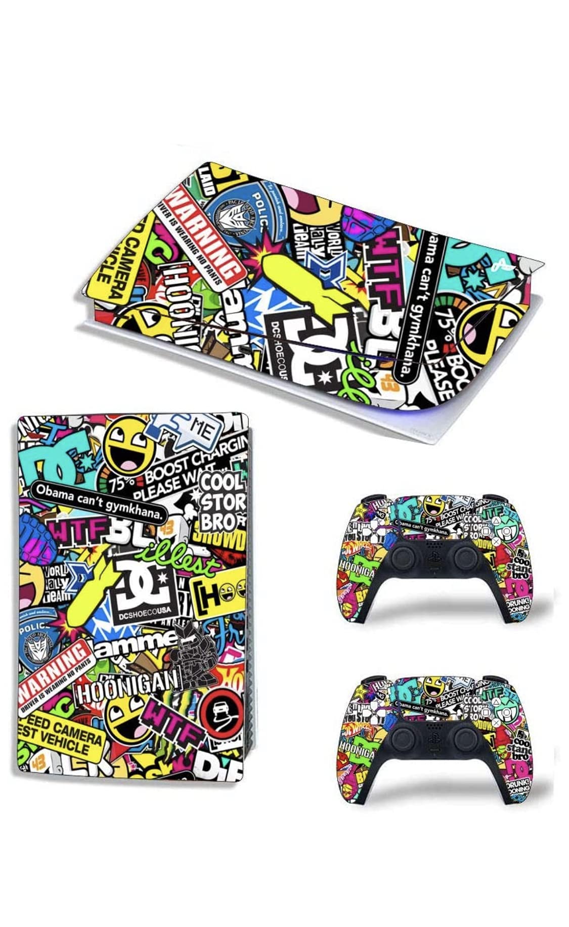 PS5 Console and PS5 Controller Skins Vinyl Decal Cover for Playstaion 5 Disk Edition Two Controllers By BrosGaming