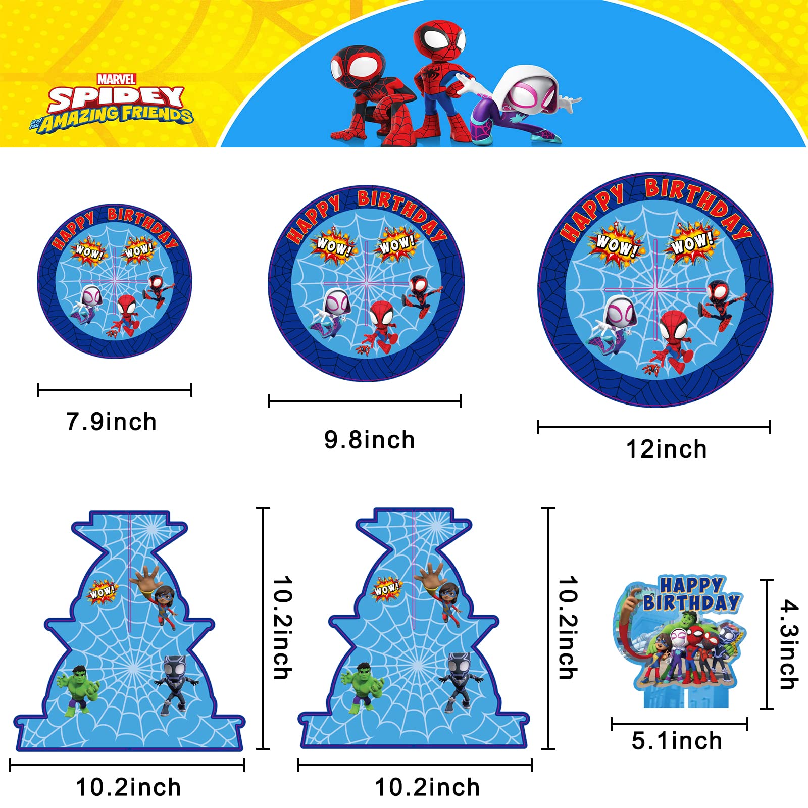 Spidey Party Supplies-Spidey Heroes 3 Tier Cupcake Stand Birthday Dessert Display Stand for Kid's Birthday Party Decoration