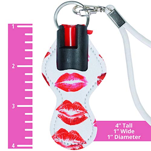 Pepper Spray Keychain Collection for Women - Maximum Police Strength OC Spray 10 ft Range with Safety Flip - with Quick Release for Easy Access - Stylish Designs (Lips)