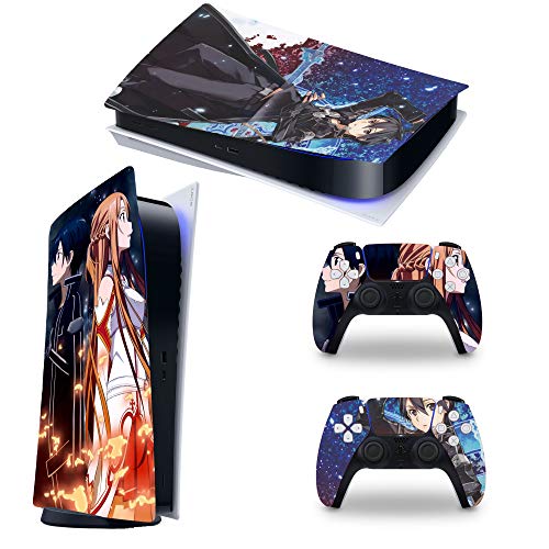 Playstation 5 Digital Edition Skin Set β SAO - HD Printing Vinyl Skin Cover Protective for PS5 Digital Edition Console and 2 PS5 Digital Edition Controller