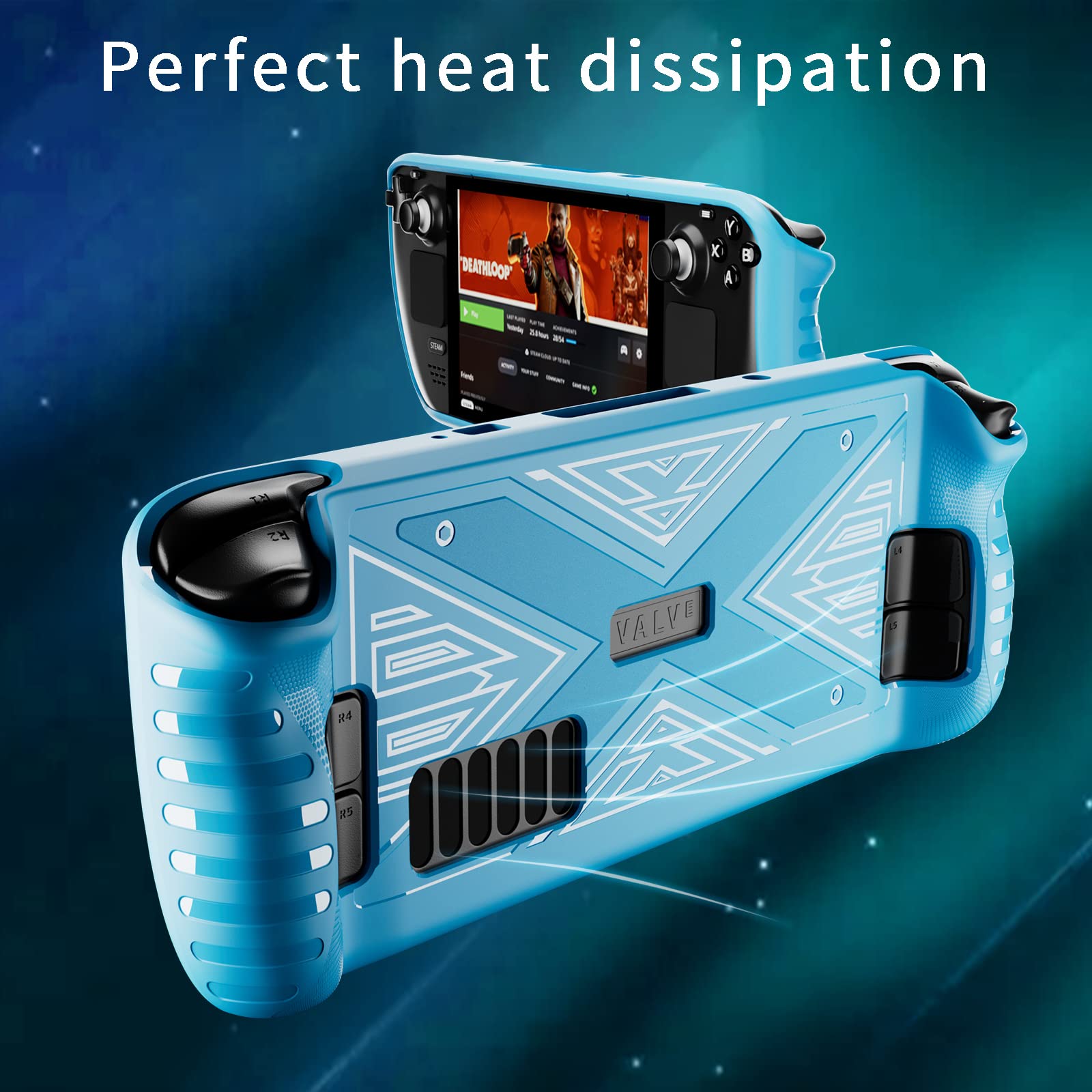 Teyomi TPU Case for Steam Deck/Steam Deck OLED, Protective Case for Stream Deck, Shockproof and Anti-Scratch Soft Steam Deck Cover, Steam Deck Protector - Blue