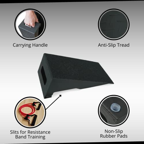 Squat Wedge - Metal Slant Board with Towel - Knees Over Toes Wedge Blocks - Incline Board for Squats, Deadlift & Lunges - Heel Elevated Squats & Calf Stretching - Physical Therapy & Exercise Equipment