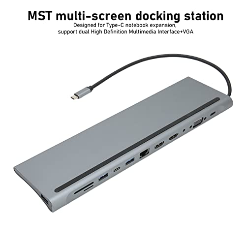 USB C Hub Hdmi Adapter, 12 in 1 USB-c Splitter Laptop Docking Station USB C to Ethernet Multiport Hub with USB Rj45 Vga Card Reader 3.5mm Audio