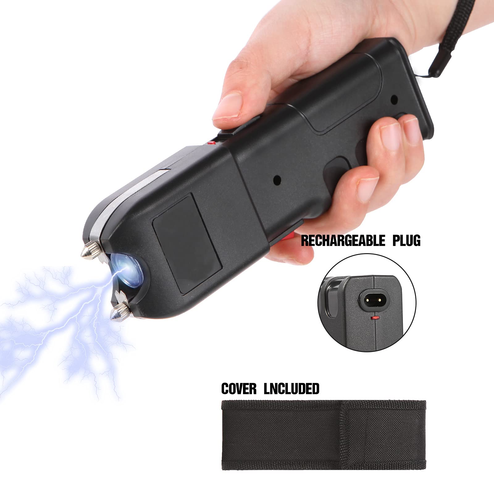 Stun Gun Rechargeable with LED Flashlight Powerful Heavy Duty Gun for Women or Men Self Defense