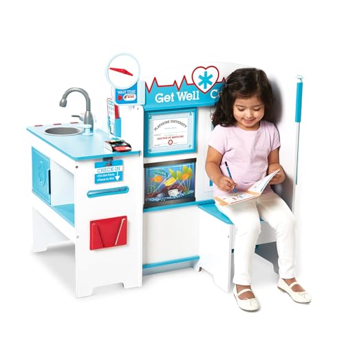 Melissa & Doug Wooden Get Well Doctor Activity Center - Waiting Room, Exam Room, Check-In Area - FSC Certified