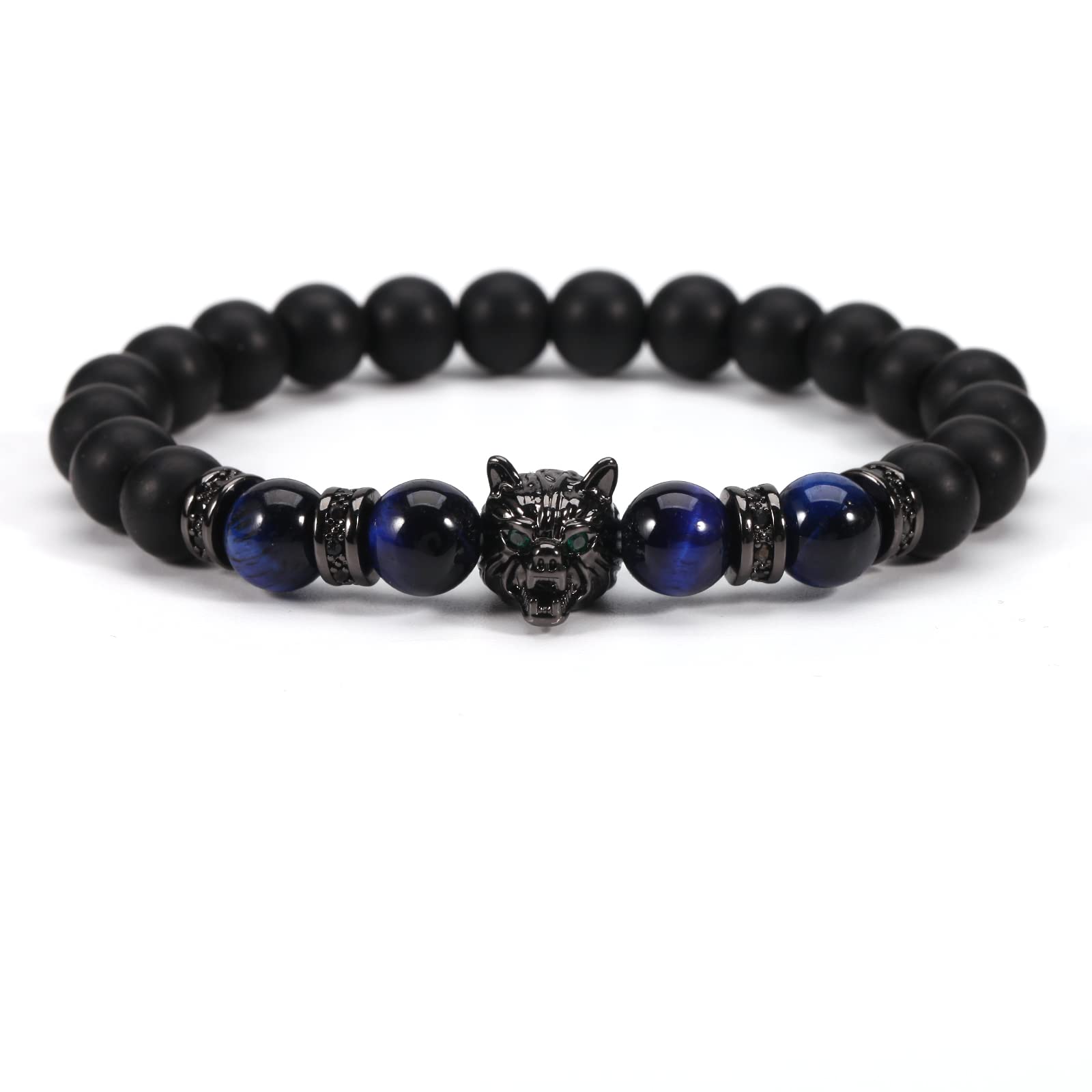 WuCuifu Bohemian Beaded Blue Tiger Eye Bracelets for Men Women Healing Crystals Bracelets