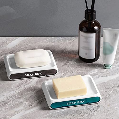 PLMM soap Box， Wall Mounted Soap Dish Bathroom Soap Case Storage Rack Soap Tray Holder Bathroom Accessories Sets (Color : Blue)