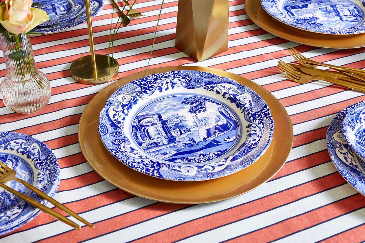 Spode Blue Italian 5-Piece Place Setting | Dinner Plate, Salad Plate, Bread & Butter Plate, Teacup and Saucer | Dishwasher Safe | Made in England from Fine Earthenware