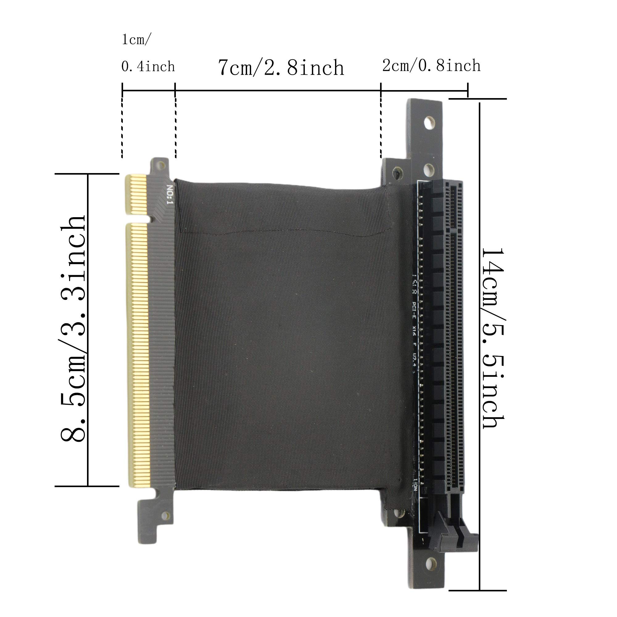 Pci-E 16x Riser Card,PCI Express 3.0 16X Extension Cable 90 Degree High Speed Riser Card -70mm