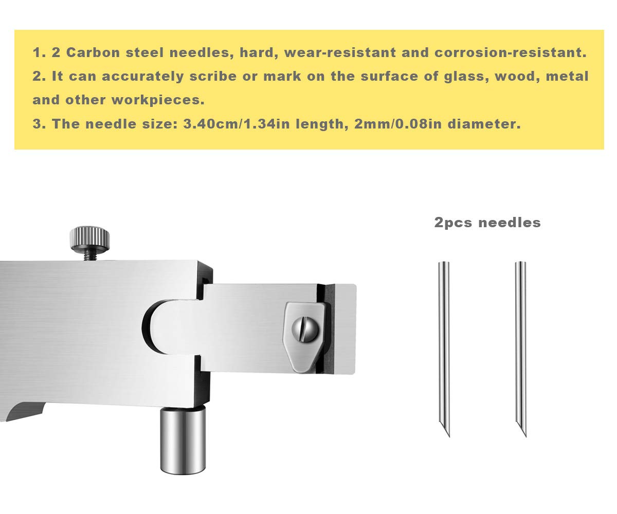 ZLKSKER Parallel Crossed Caliper 0-20cm (0-8 inch) with 2 Carbide Scriber/Needle, Stainless Steel Vernier Calipers, Marking Gauge, Marking Tool