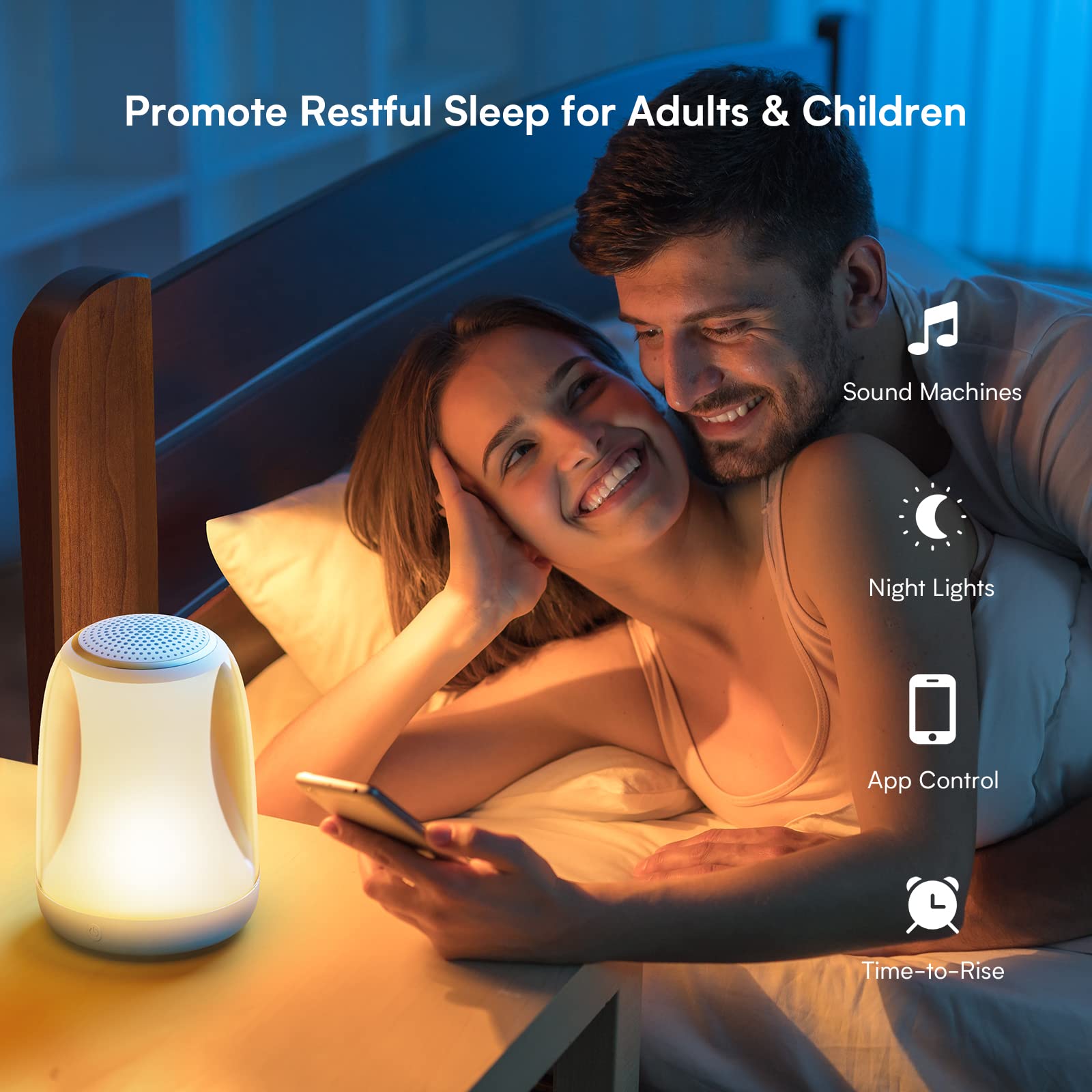 White Noise Machine, Sound Machine for Baby Adults Features Night Light, High-fidelity Soothing Sounds Therapy for Sleeping Aid, Customized Favorites, APP Remote Control, Timer, Schedule Sleep Routine