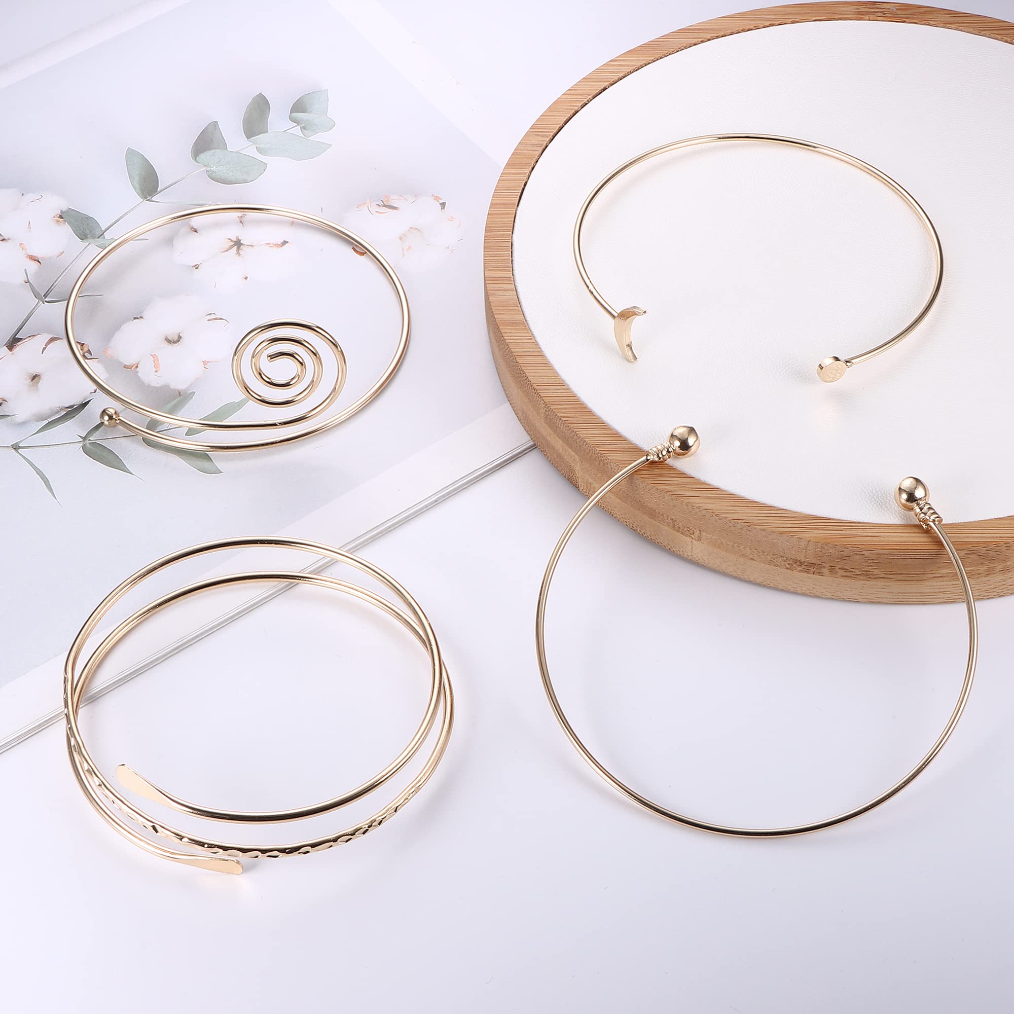SAILIMUE 9Pcs Arm Cuff Upper Arm Band Cuff Bracelets For Women Gold Silver Adjustable Open Coil Armlet Armband Bangle Bracelet Costume Jewelry Set