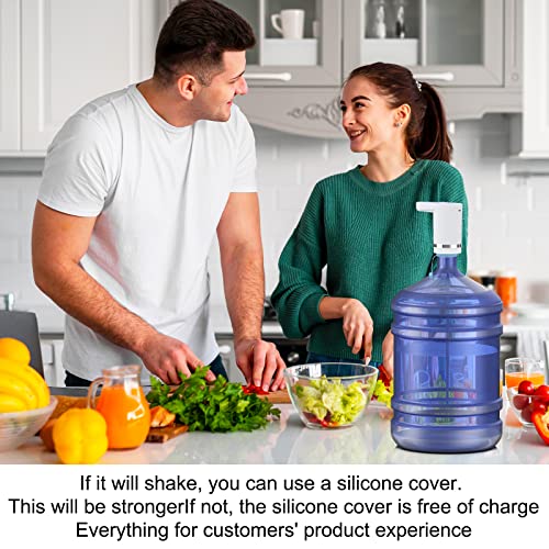 Water Bottle Pump Dispenser 5 Gallon, Manual Straight Plug Button, Automatic Drinking Water Pump, USB Charging with jug Cap, White