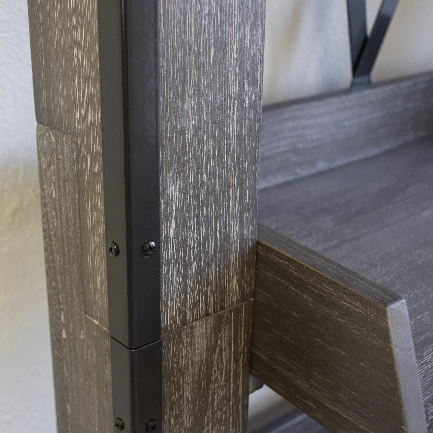 OS Home and Office Furniture Mocel Industrial Open Washed Driftwood Finish ladder bookcase