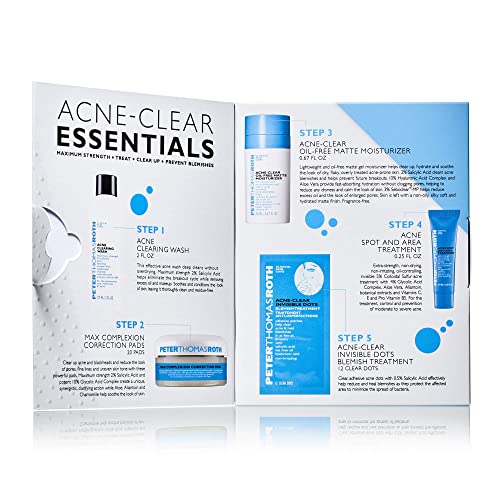 Peter Thomas Roth | Acne-Clear Essentials 5-Piece Kit | Acne Treatment For Face, Acne Skin Care Kit, 5 ct,5 Piece Set(Pack of 1)