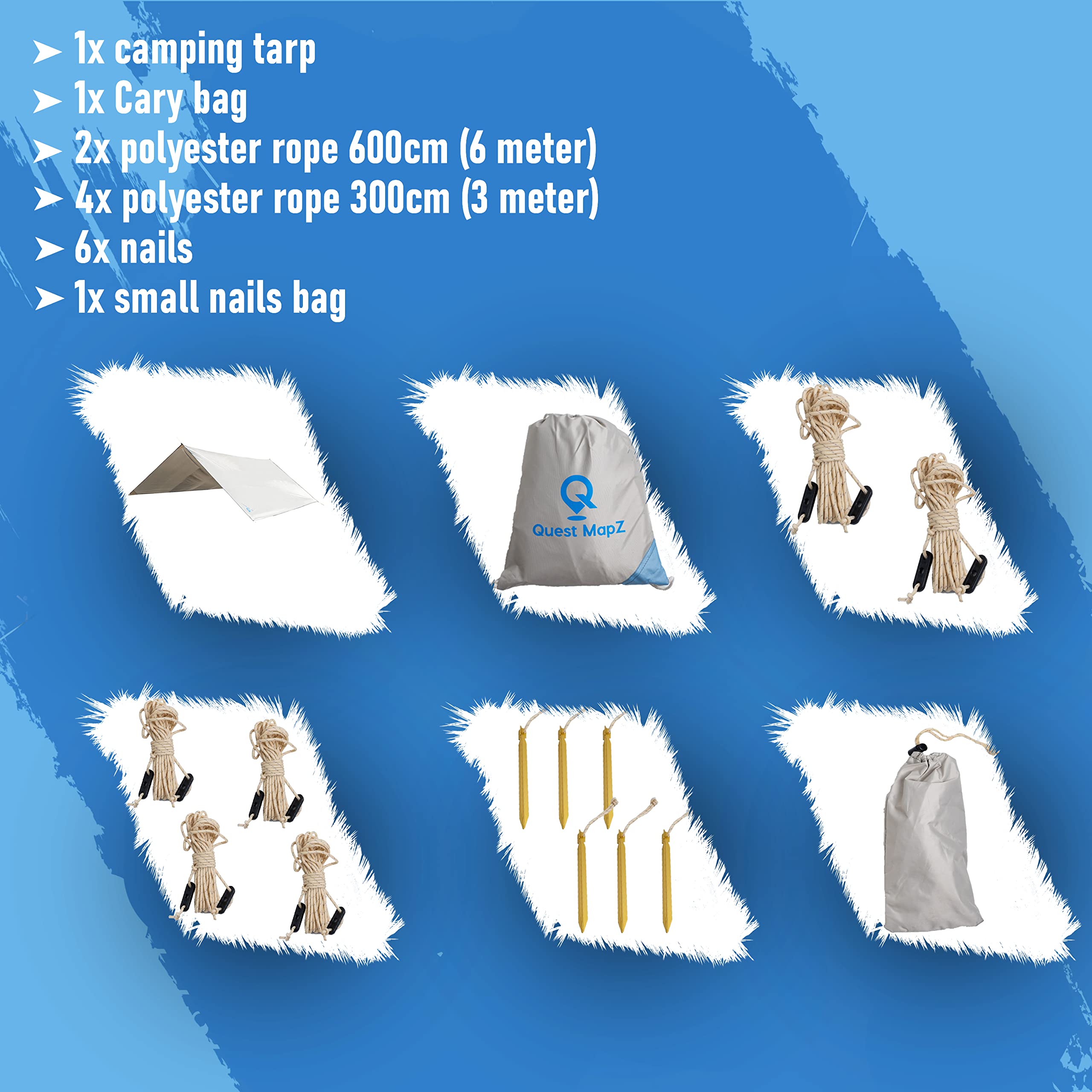 Quest MapZ Tent-Tarps Camping Tent Tarps Ivory10ft x 9ft