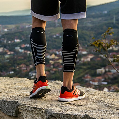 Mava Sports Calf Sleeves Compression (Pair), Leg Compression Calf Sleeve for Runners, for Men & Women, Unisex (Black, X-Large)..