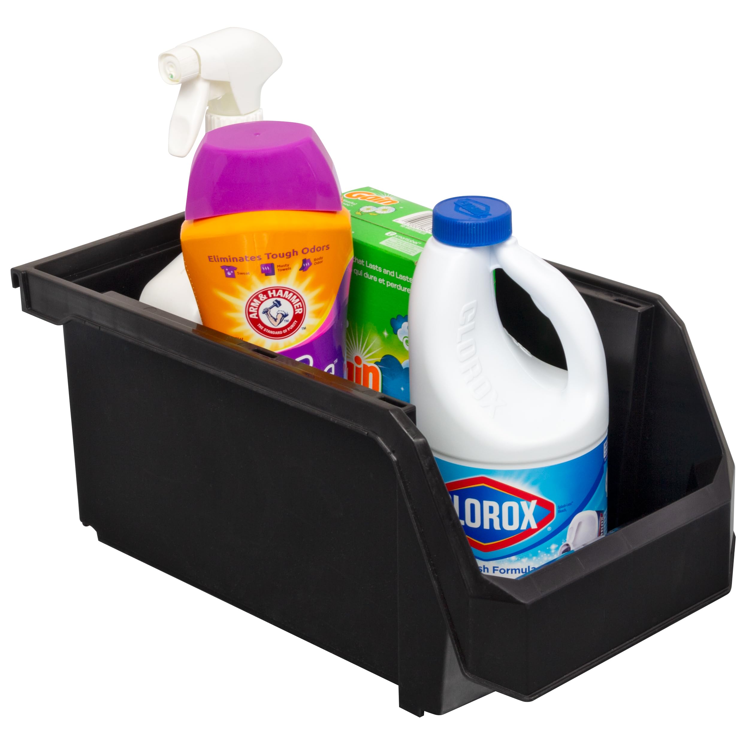 ReadySpace Plastic Containers for Organizing and Storage Bins for Closet, Kitchen, Office, Toys, or Pantry Organization, Large, 6-Pack, Black