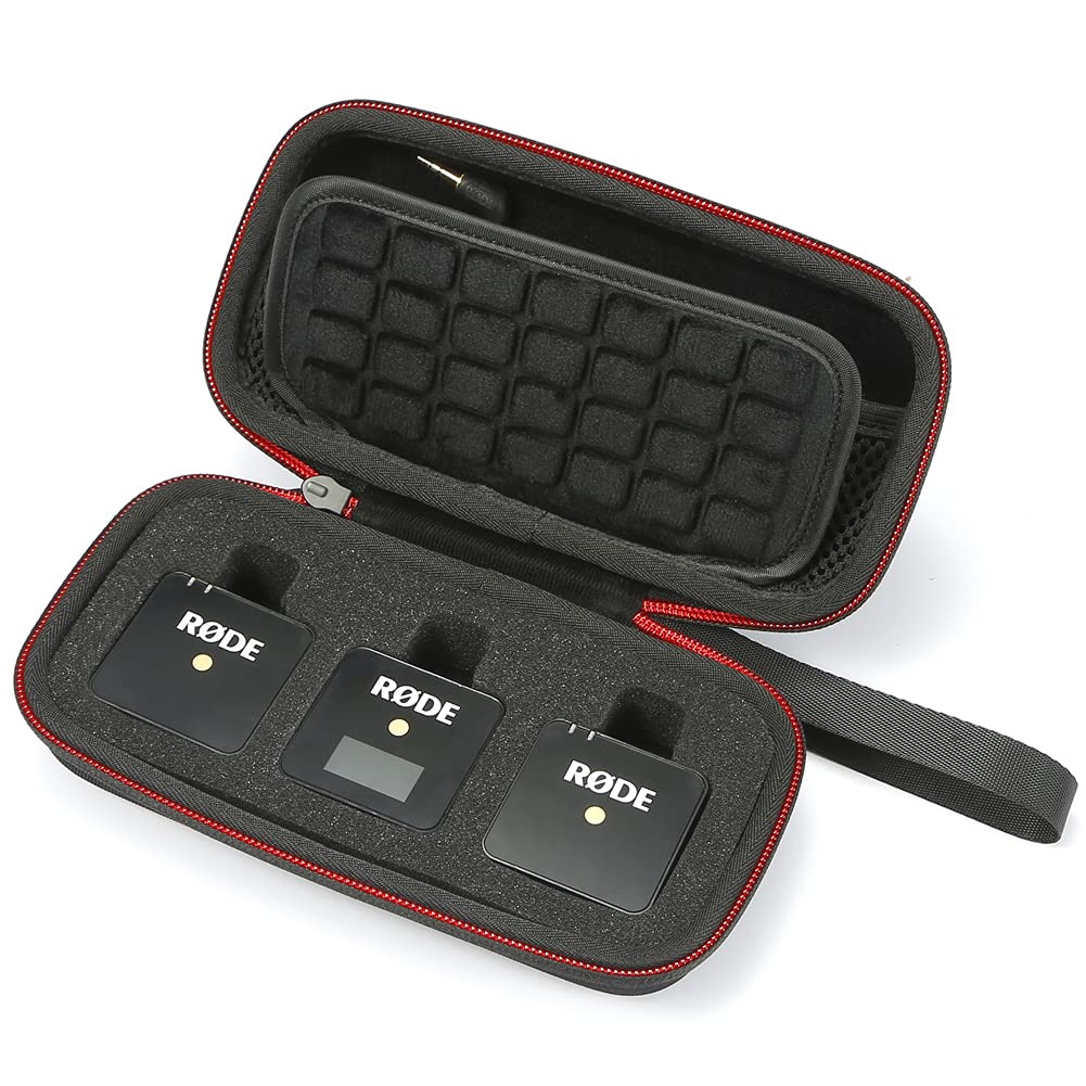 RAIACE Hard Travel Carrying Case for RODE GO II/GO 2 Dual Channel Compact Digital Microphone System-Black(Black Lining)