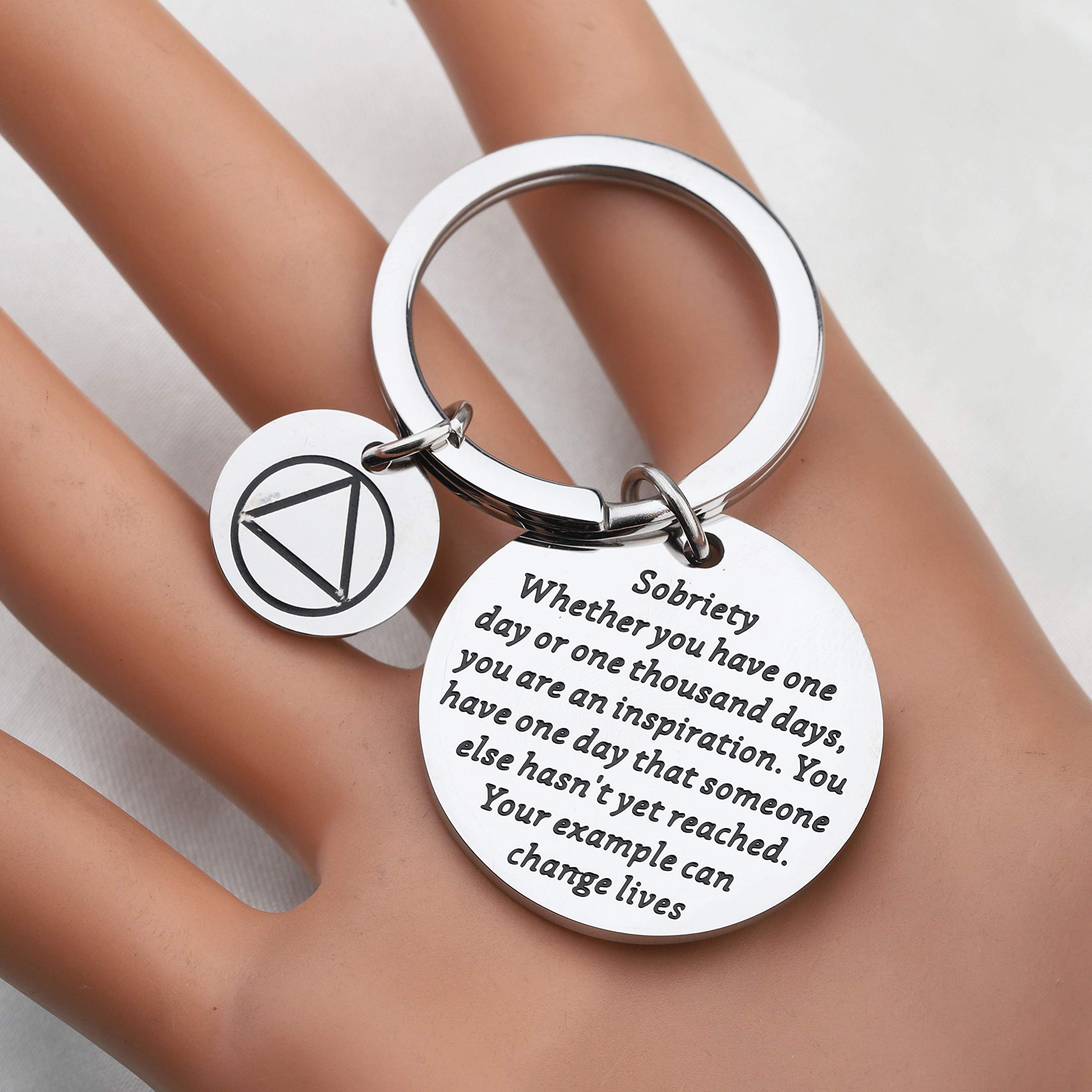 PLITI Sobriety Gift Addiction Recovery Gift Sober Gift Recovery AA Alcoholics Anonymous Birthday Gifts AA NA Gift Sobriety Keychain (Sobriety change lives)