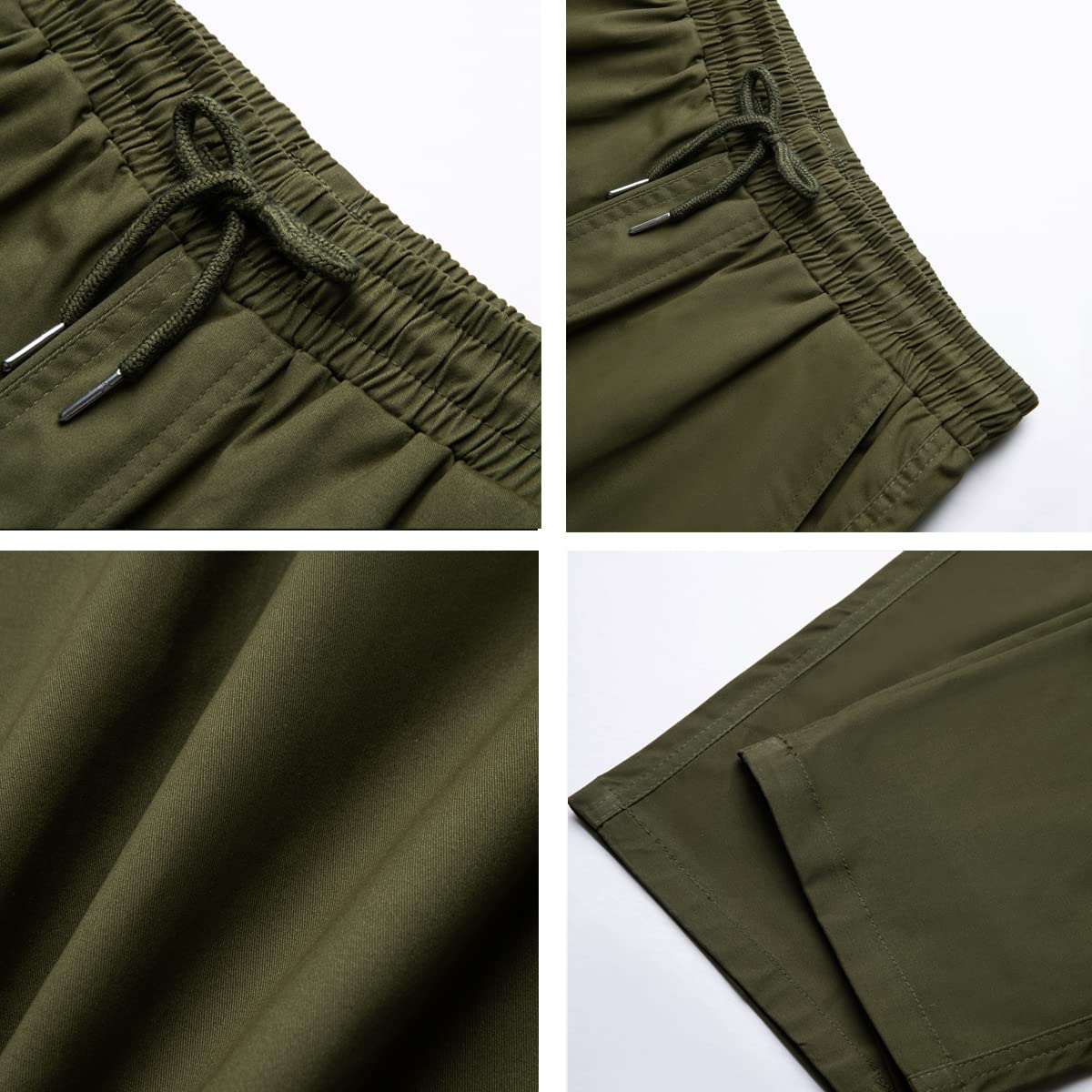 WZIKAI Mens Cargo Pants Relaxed Fit Drawstring Joggers Sweatpants for Men Workout Casual Long Trousers Army Green XXL
