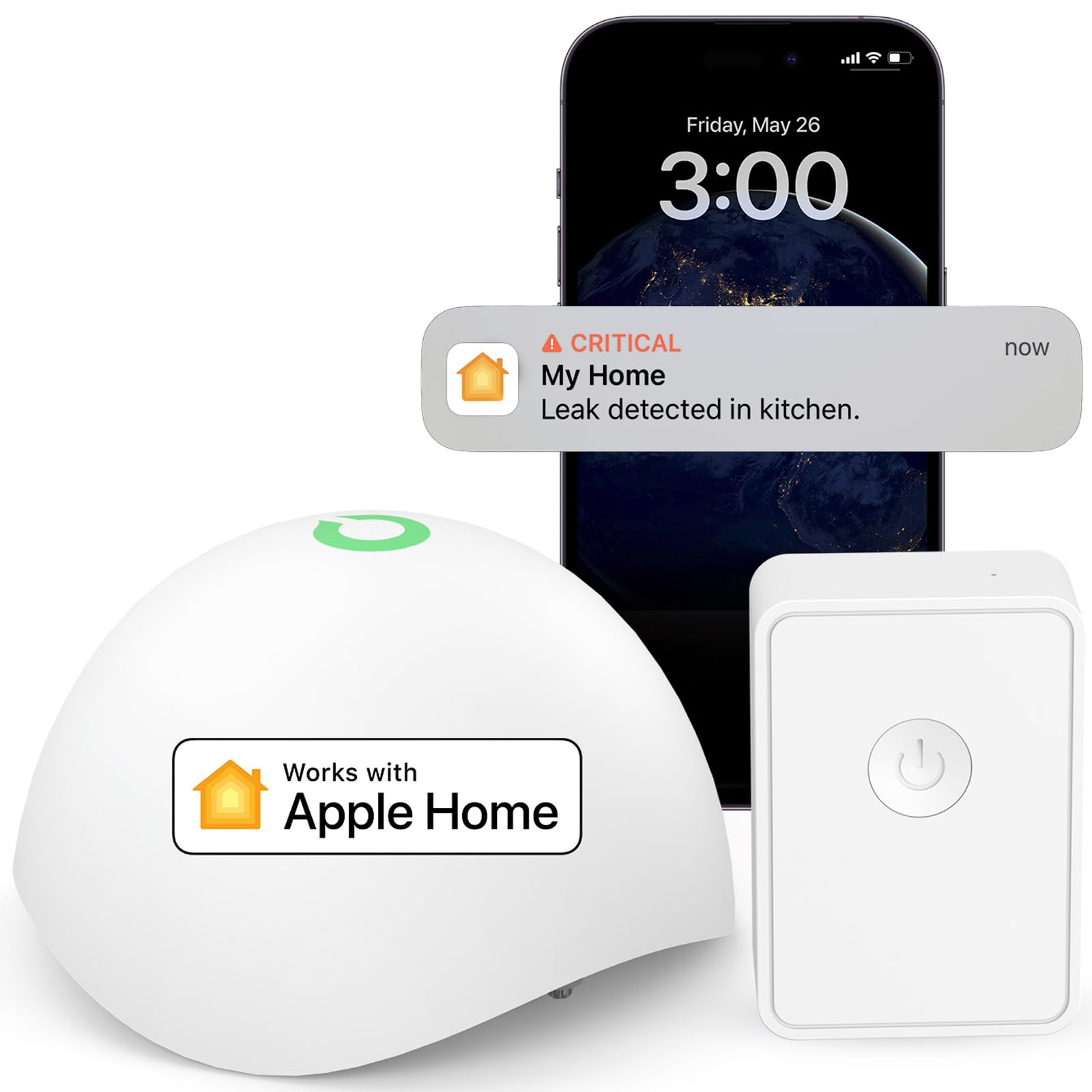 meross Smart Water Leak Detector, WiFi Water Sensor Support Apple HomeKit, SmartThings, IP67 Waterproof with App Alerts, Audio Alarm, 100M Range for Home Basement Kitchen (Meross Hub Included)