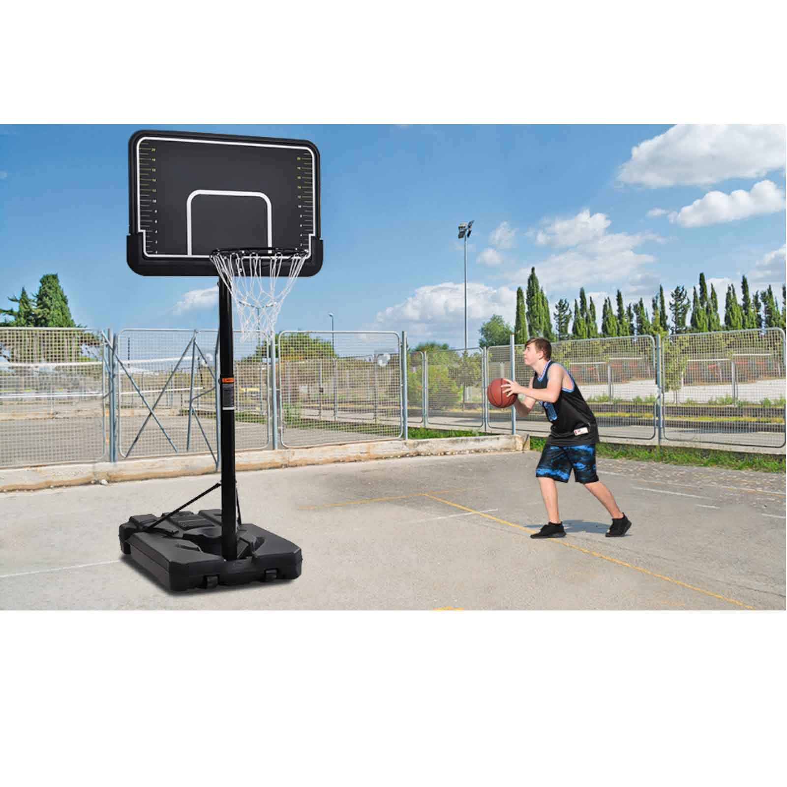 Ralch Wyscom Adjustable Basketball Hoop Goal with Vertical Jump Measurement, Portable and Mobile with Wheels Outdoor,6.6-10ft Height Easy Adjustment for Adults