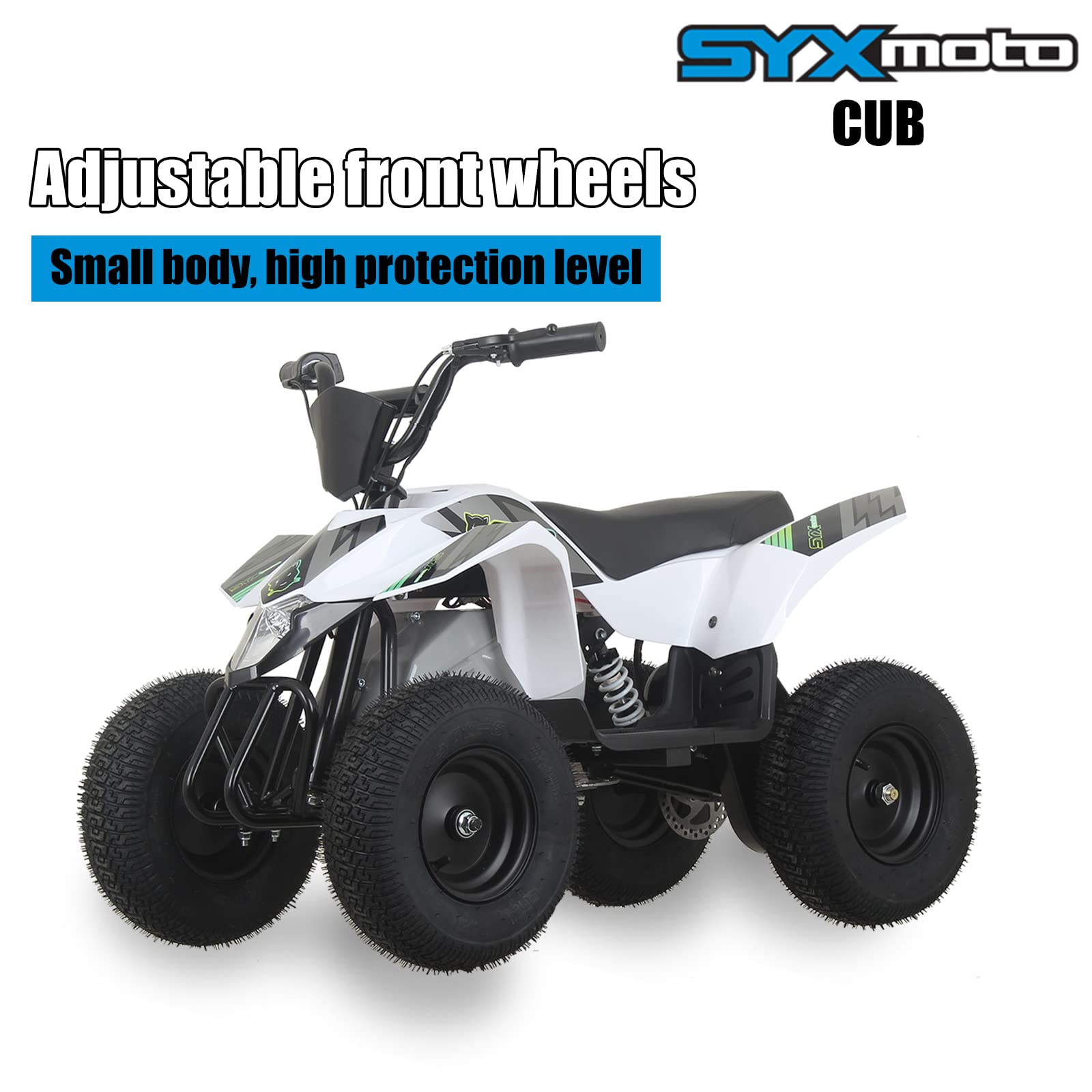 SYX MOTO ATV CUB Electric Mini Dirt Quad 4 Wheeler EPA Approved for Kids up to 110lbs,Black