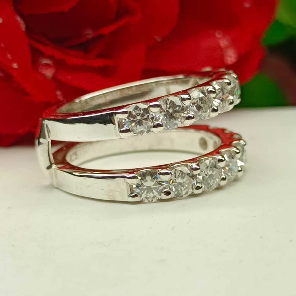 RITZIN Enhancer Round Brilliant Cut White Moissanite Diamond 925 Sterling Silver Ring Guard - 3 MM (6)