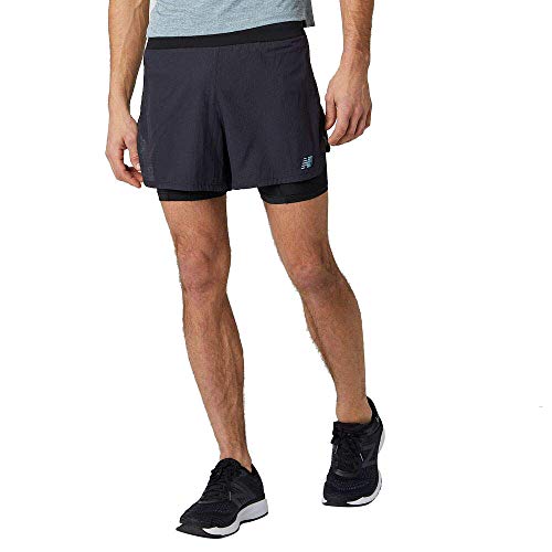 New Balance Men's Q Speed 5 Inch 2 in 1 Short, Black, X-Large