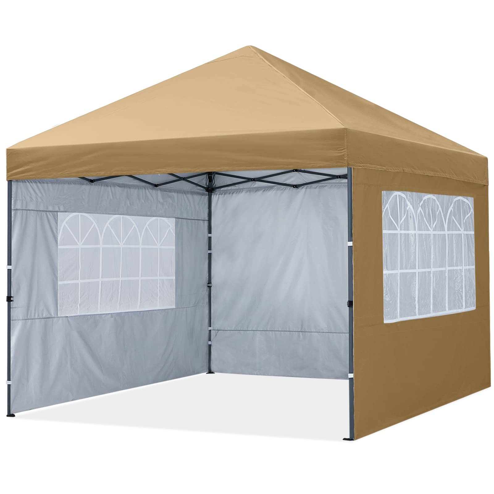 MASTERCANOPY Pop Up Canopy Tent 10x10 with Church Window Sidewalls (10x20, Black)