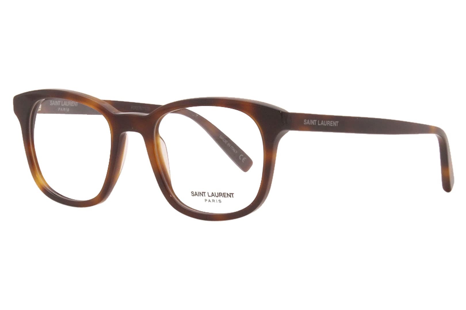 Saint Laurent SL-459 003 Eyeglasses Men's Havana/Silver Logo Full Rim Square