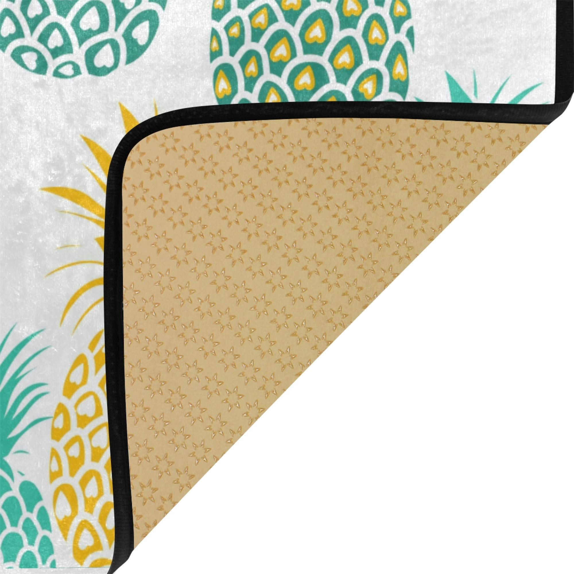 Pineapple Kitchen Rugs Summer Yellow Blue Bath Runner Rug Non Slip Area Mat Rugs for Bathroom Indoor Carpet Doormat Floor Dirt Trapper Mats Shoes Scraper 39"x 20"