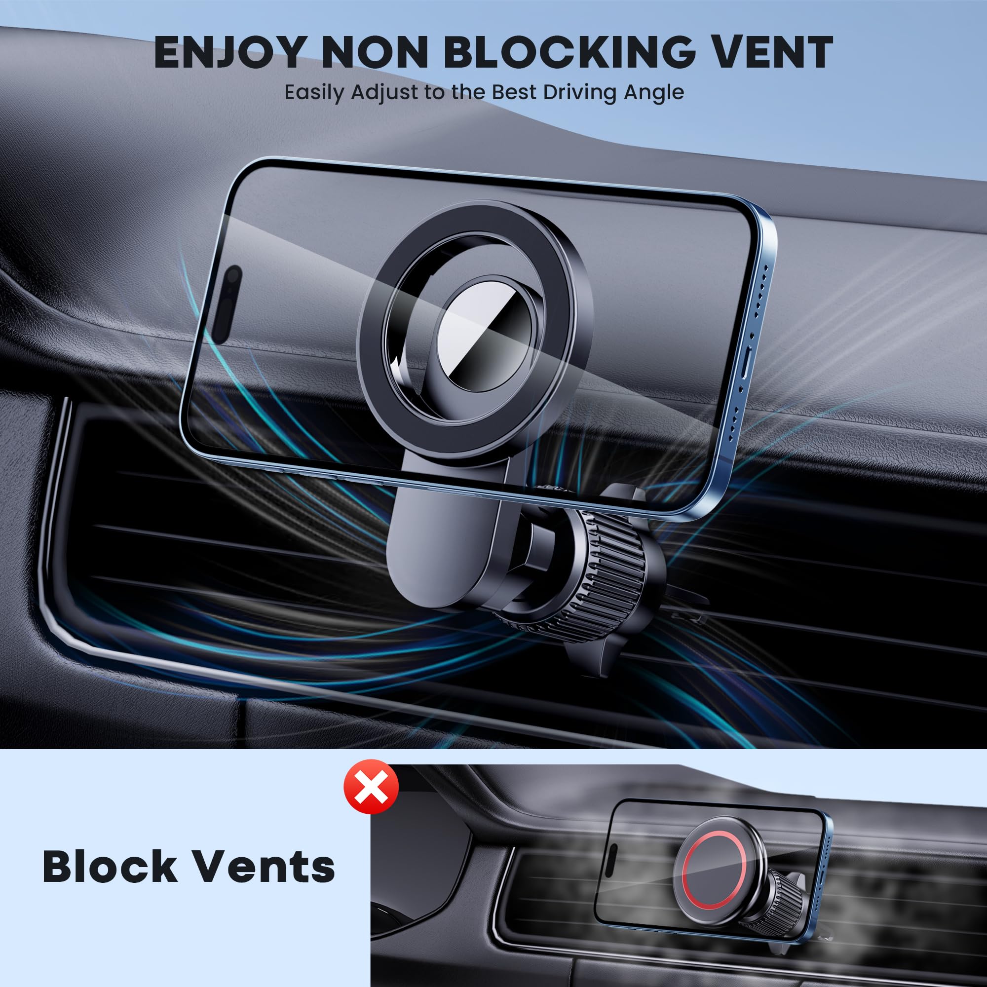PGU for Magsafe Car Mount [Strongest Magnets] Magnetic Phone Holder for Car [Hands Free] Air Vent Car Cell Phone Holder Mount Car Accessories for iPhone 14 13 12 Pro Max Plus Mini MagSafe Case