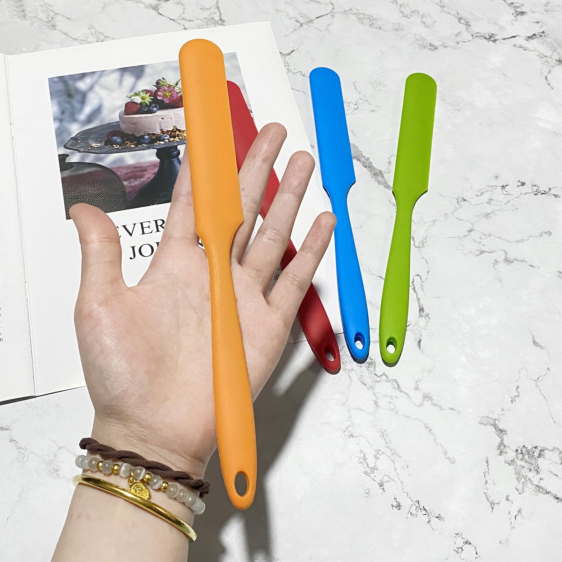 zYoung 4 Pcs Silicone Spatula Set Heat Resistant Cake Cream Butter Spatulas Mixing Batter Scraper Non-Stick Flexible Baking Cooking Tool