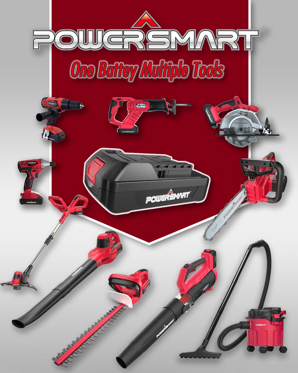 PowerSmart HEPA Cordless Shop Vacuum Cleaner, 2.6 Gallon, 20V, with 1.5Ah Battery and Charger, Portable Shop Vac