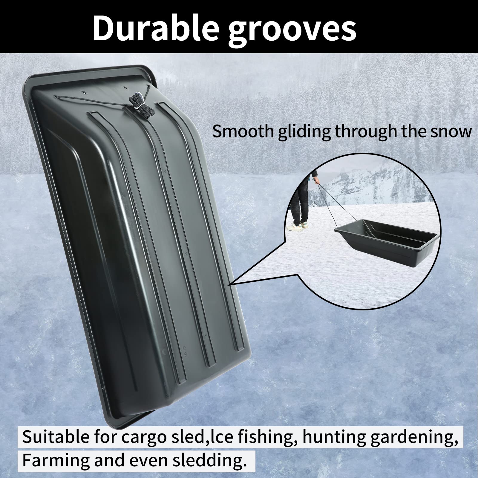 Xproutdoor Jet Sled,Ice Fishing Sled,Multi-Purpose Utility Sled for Deer Hunting,Hauling Firewood,Fishing Gear and Work Cargo
