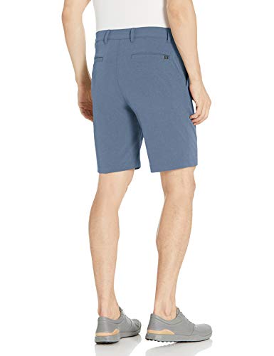 PGA TOUR Men's Flat Front Crosshatch Texture Golf Short, Medium Blue Heather, 42