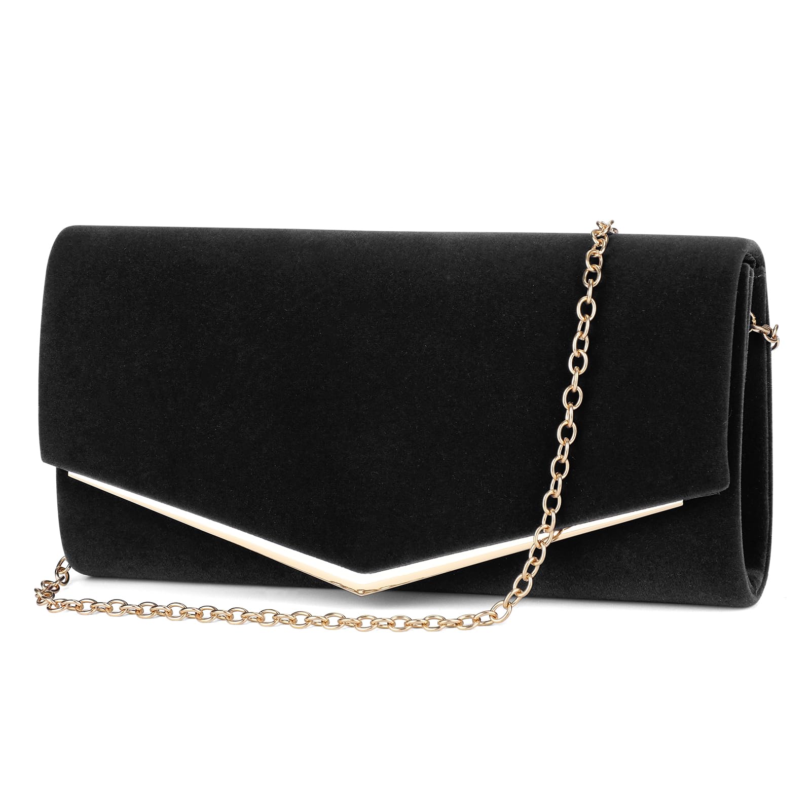 Pinprin Womens Evening Handbag Envelope Clutch Bag Ladies Prom Bridal Wedding Party Purse with Detachable Chain (A-Black)