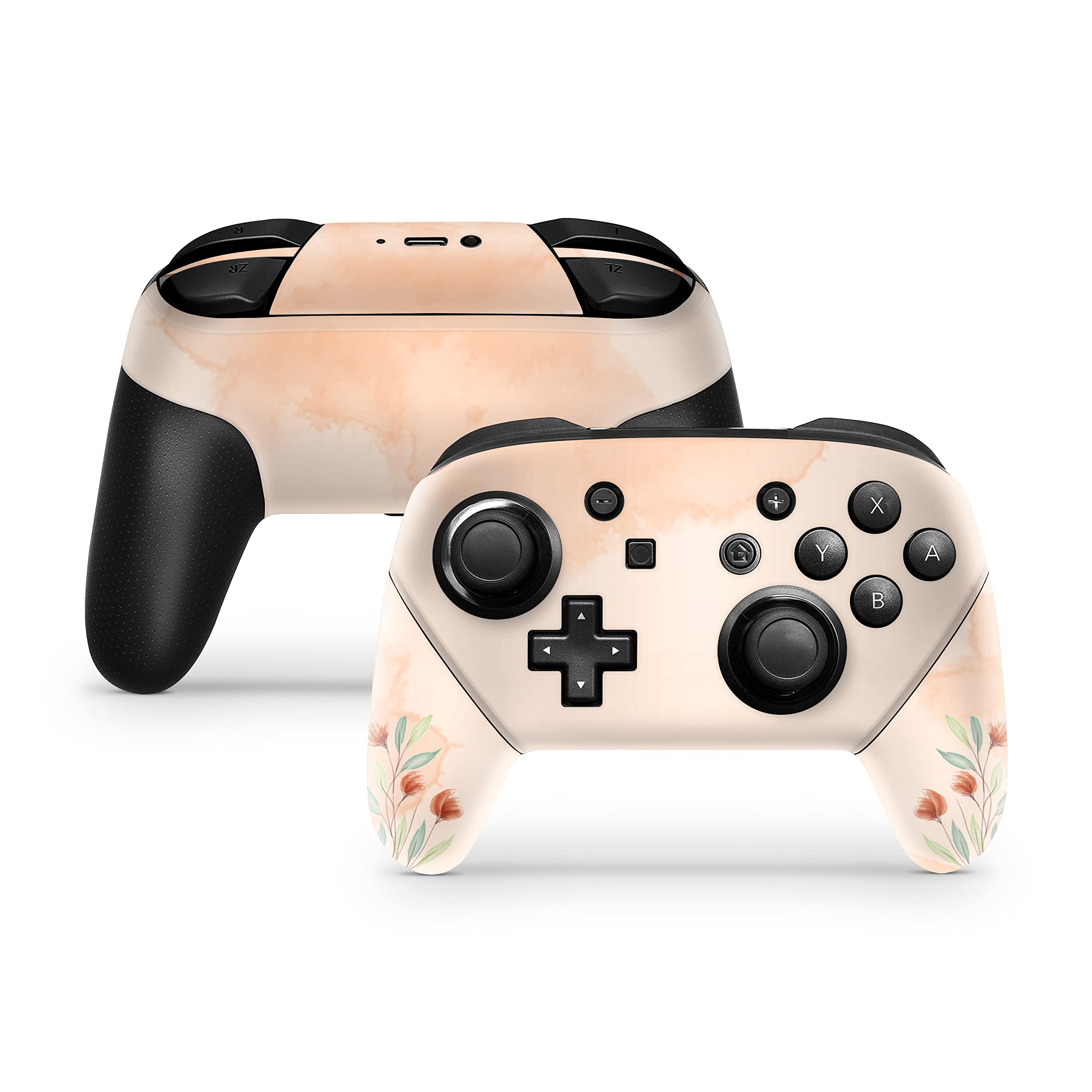 TACKY DESIGN Flower Skin for Nintendo Switch Controller Skin Watercolor, Sticker Compatible for Pro Controller Skin Leaf Vinyl 3m Decal Full wrap Cover