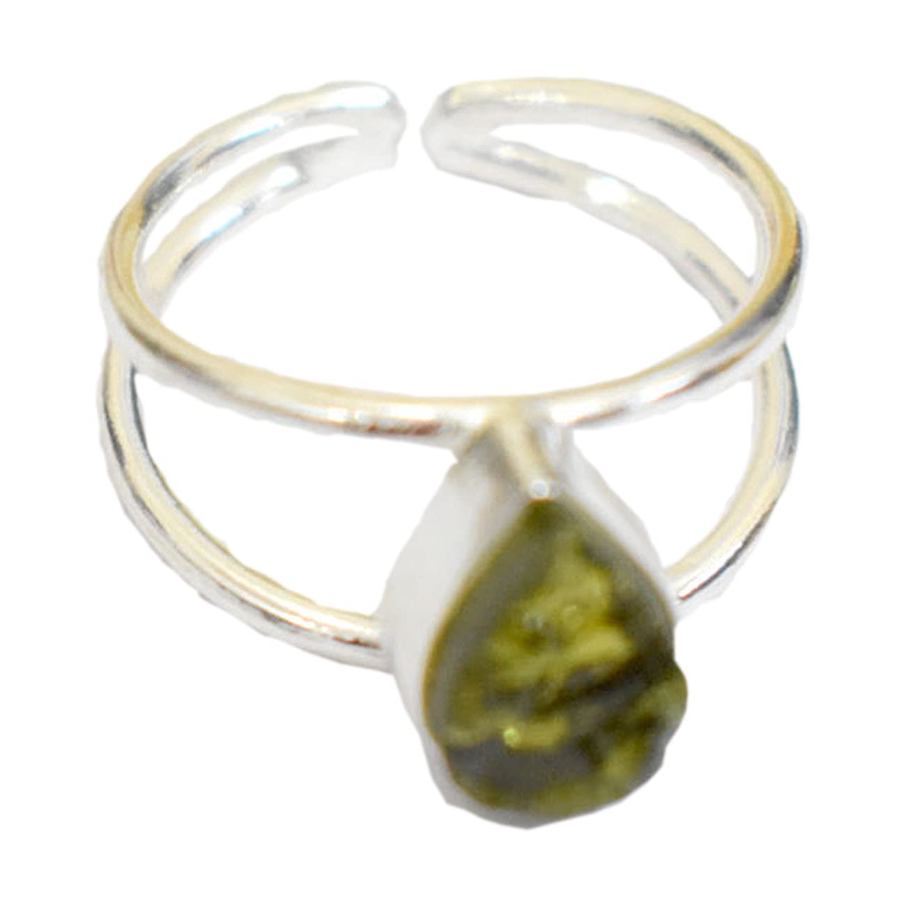 Raw Gemstone Ring, silver plated jewellery, Moldavite Rough Silver Plated Ring, Moldavite Ring, Brass Ring, gift for her, gift for him, Moldavite jewellery (10 US)