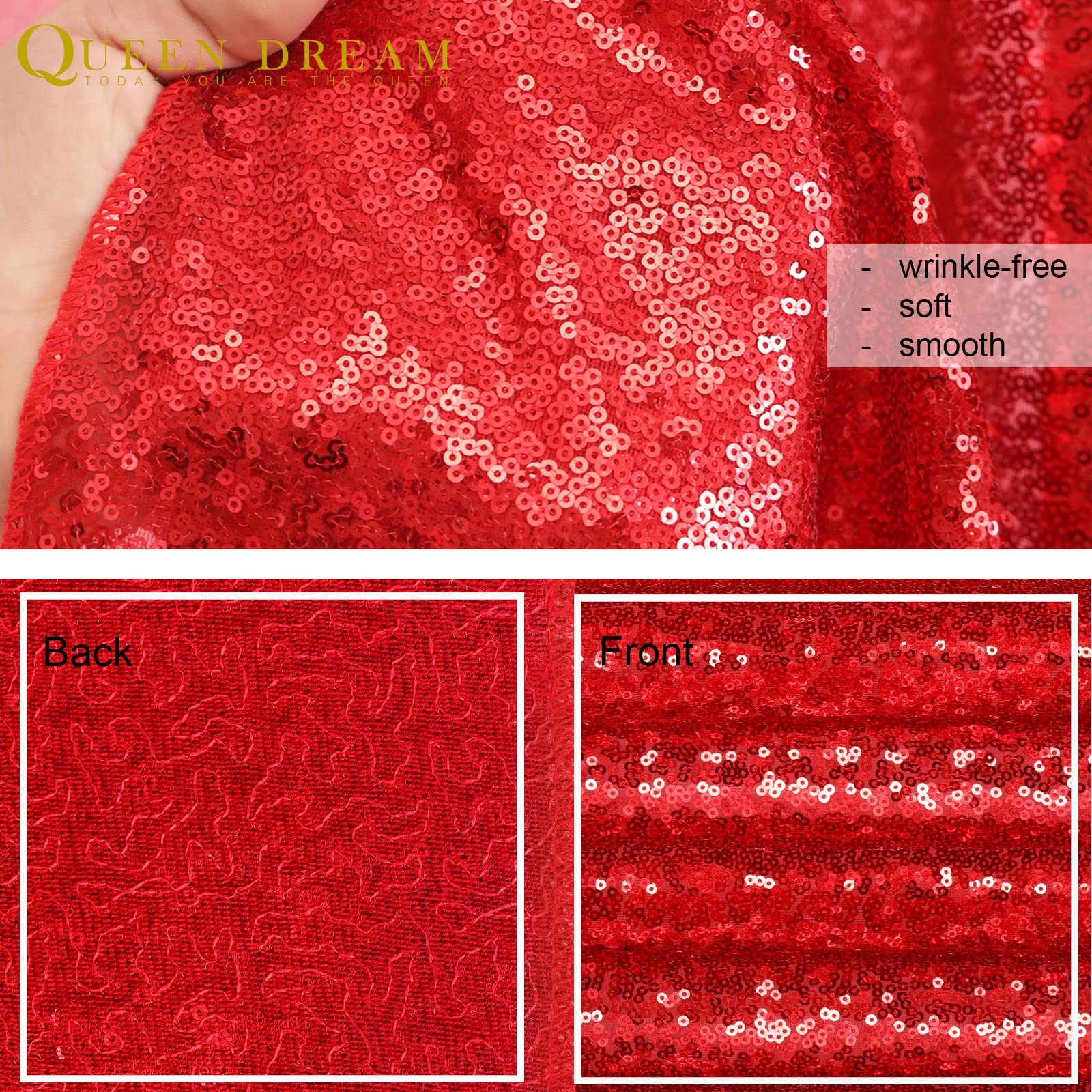 Red Sequin Backdrop 4 Panels 2FTx8FT Christmas Party Backdrop Curtains Photo Background Drapes Glitter Birthday Bridal Backdrop Drapes