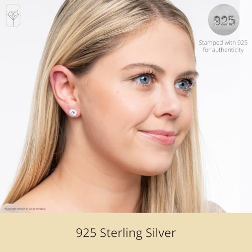 MAX + STONE Sterling Silver Crystal Halo Blue Stud Earrings